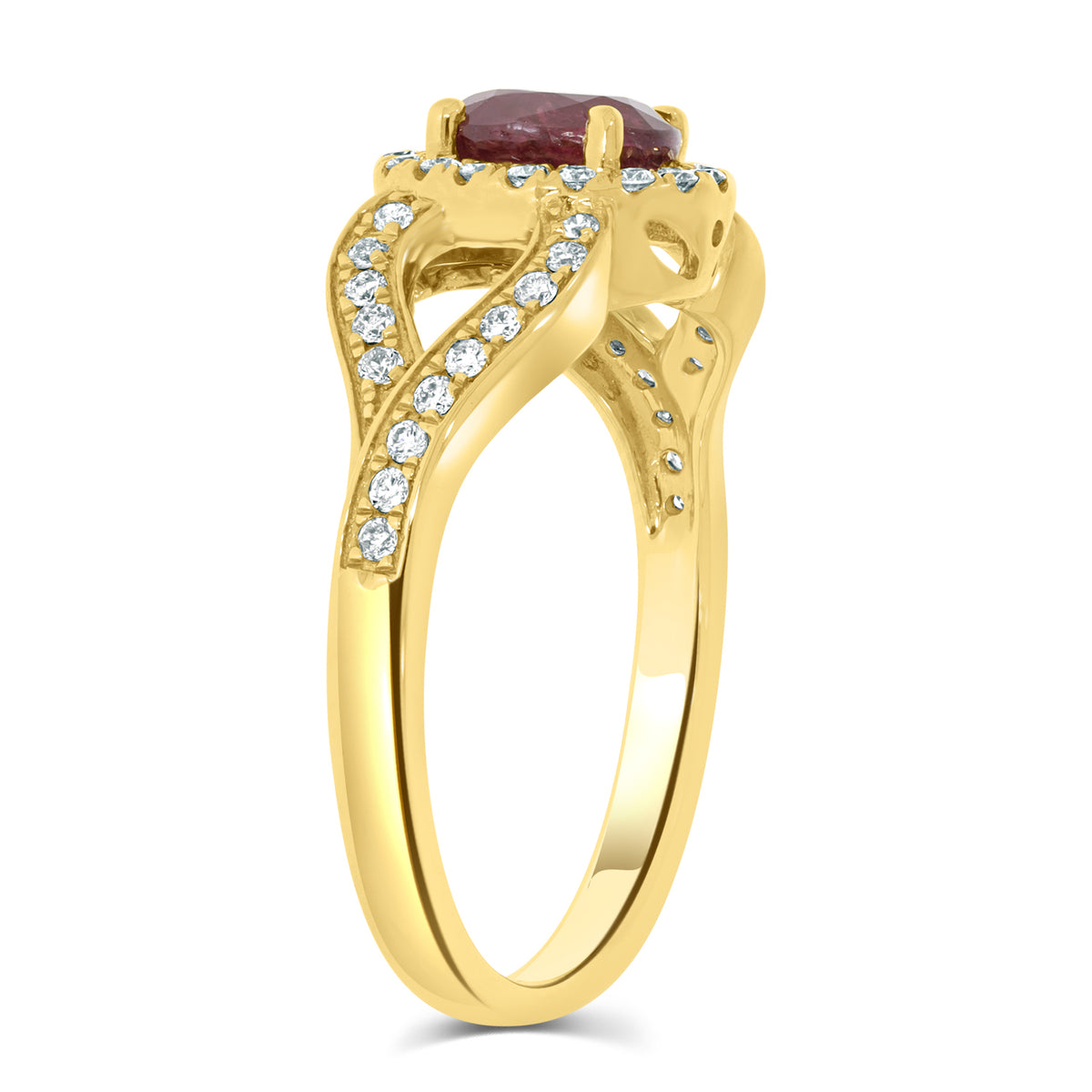 1.15Ct Ruby Ring With 0.27Tct Diamonds Set In 18K Yellow Gold & Gem Bleu