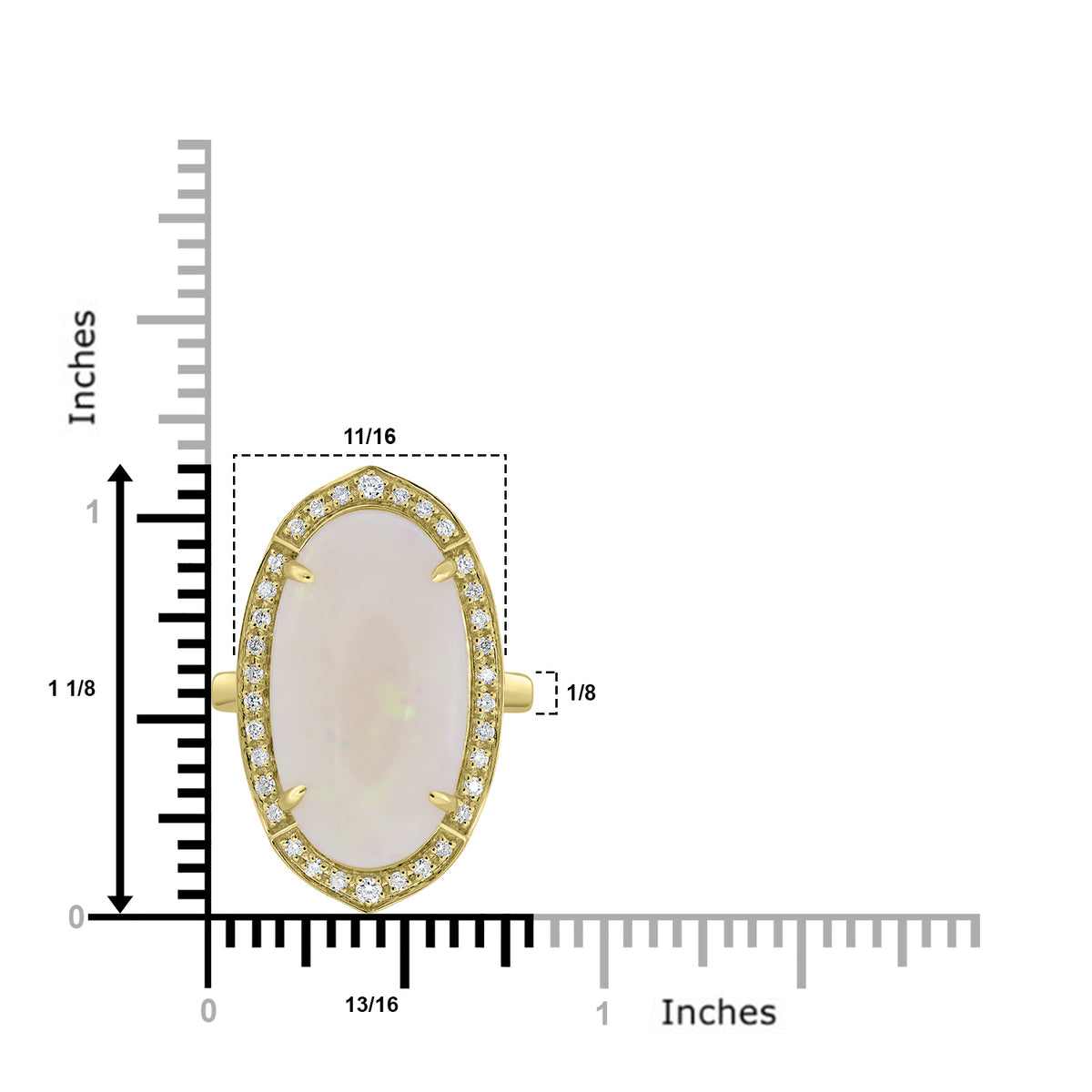 10.39ct Opal Rings with 0.27tct Diamond set in 18K Yellow Gold & Gem Bleu