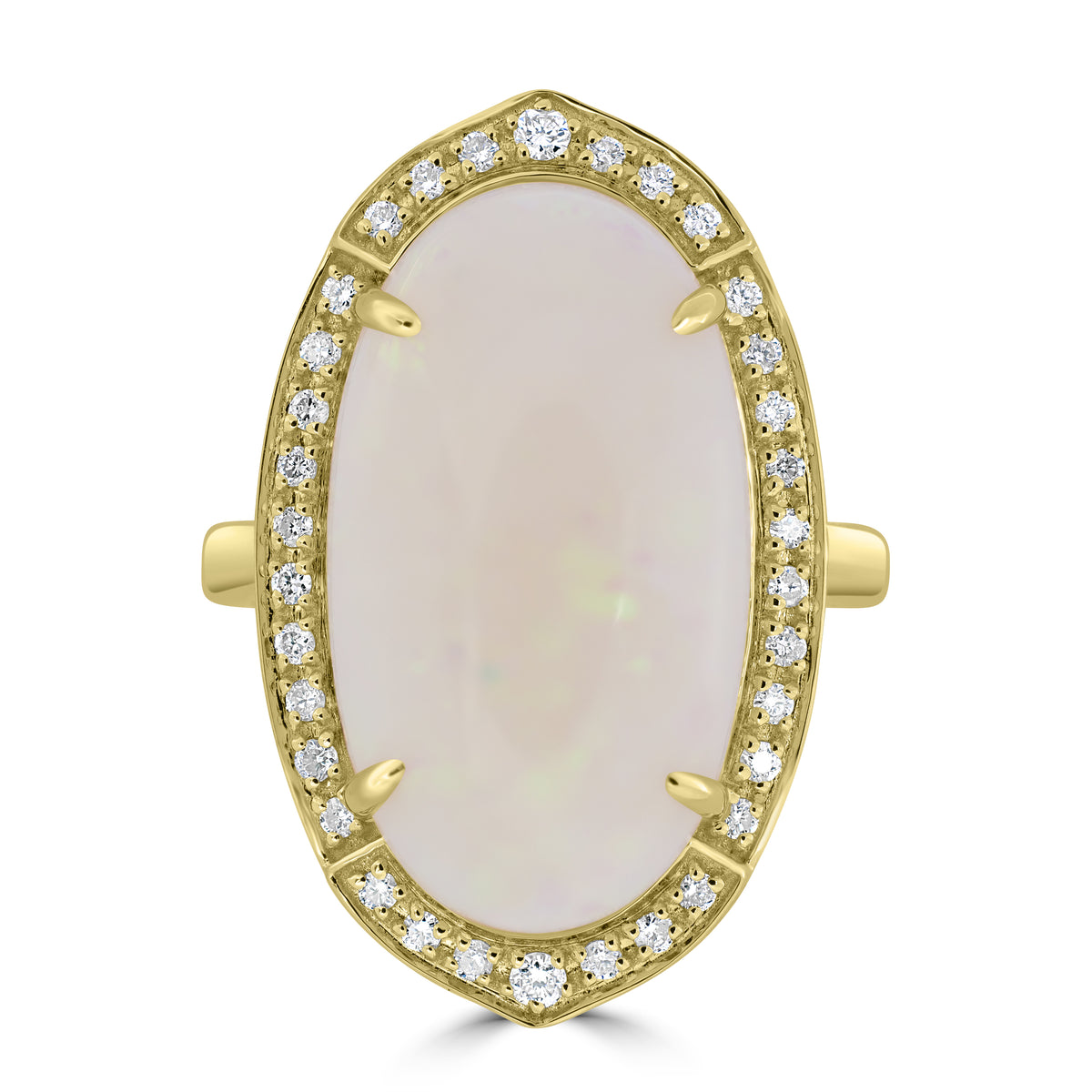 10.39ct Opal Rings with 0.27tct Diamond set in 18K Yellow Gold & Gem Bleu