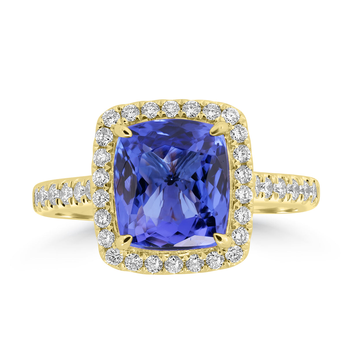 3.59ct Tanzanite Rings with 0.407tct Diamond set in 18K Yellow Gold ...