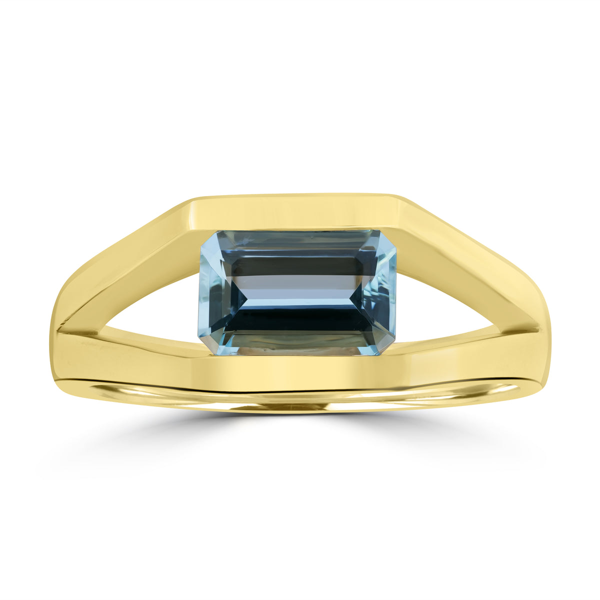 1.36ct Aquamarine Rings set in 18K Yellow Gold & Gem Bleu