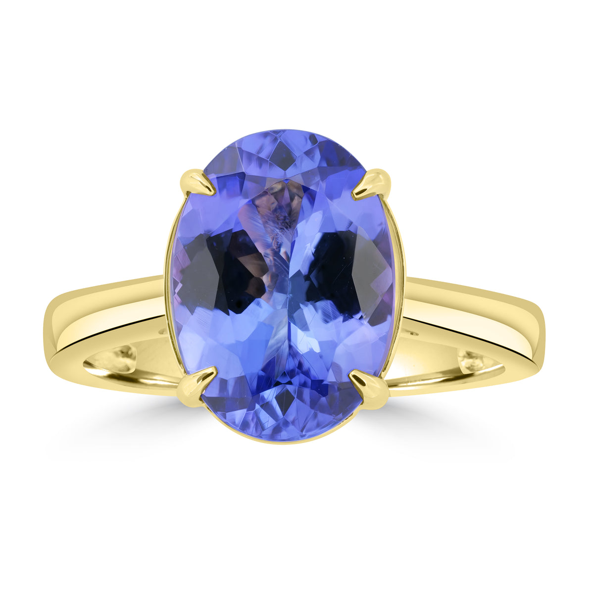 4.06ct Tanzanite Rings set in 18K Yellow Gold & Gem Bleu
