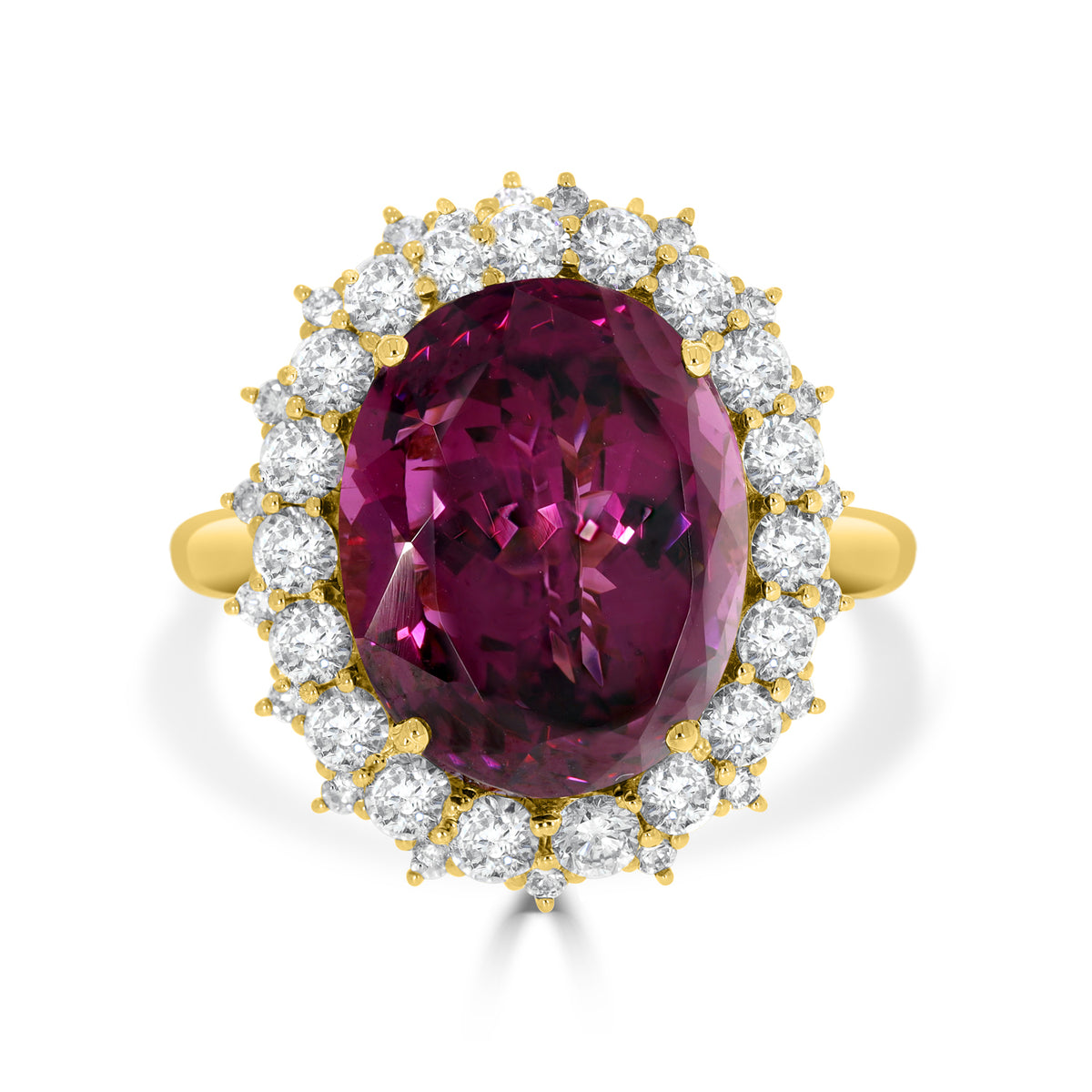 18.44ct Grape Garnet Ring With 2.46ct Diamonds Set In 14K Yellow Gold ...