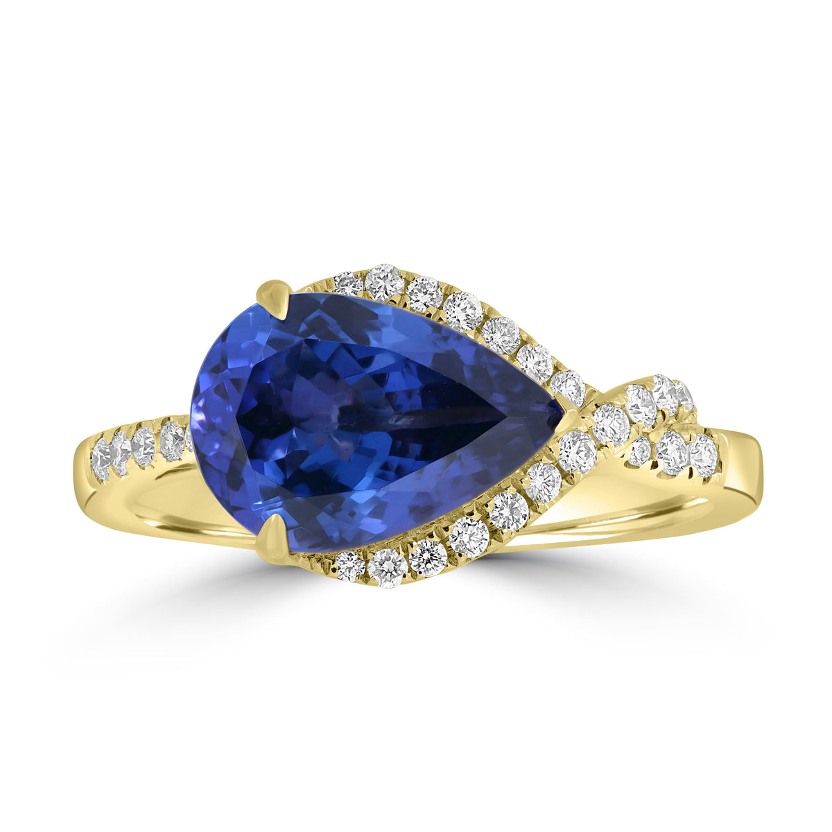 2.29ct Tanzanite Rings with 0.18tct Diamond set in 18K Yellow Gold ...