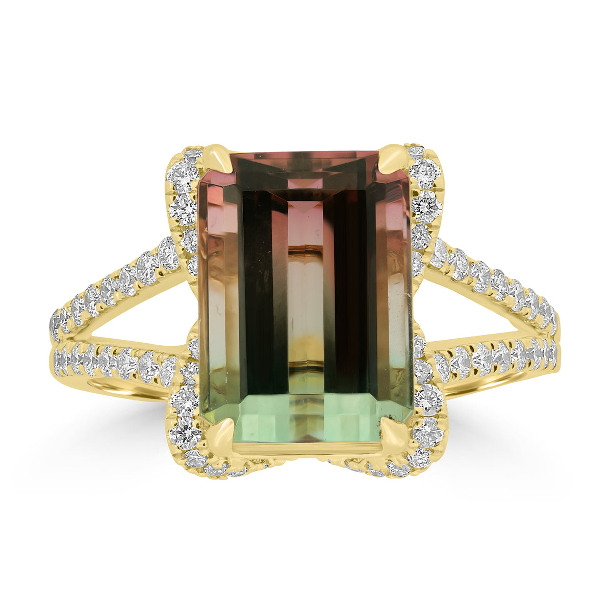 5.18ct Tourmaline Rings with 0.5tct Diamond set in 18K Yellow Gold ...